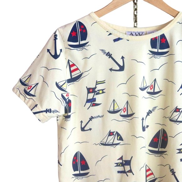 Vintage | Tops | Vintage 9s Sailboat Anchor Cropped Tshirt Top Tee S ...